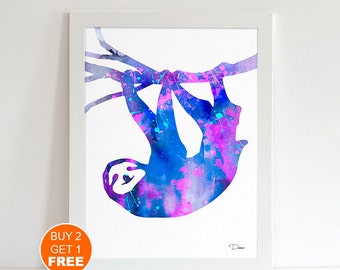 Sloth watercolor | Etsy