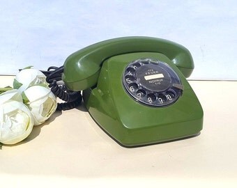 Green rotary phone | Etsy