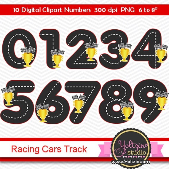 Items similar to Racer Cars clipart numbers age party racing champion ...