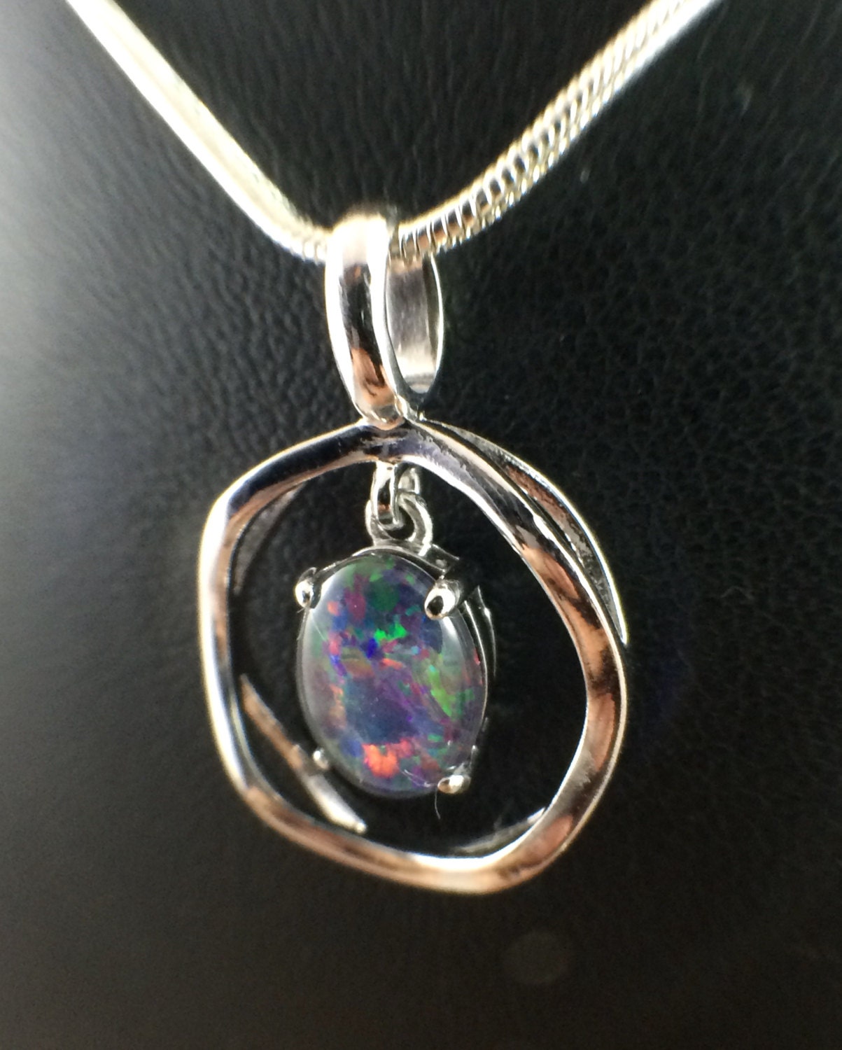 Opal Necklace Pendant Jewelry Genuine Australian Circle