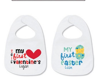 My First Bib Set of 8 SET Personalized with Name Thanksgiving