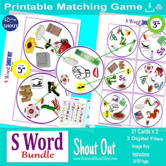 S WORD MATCHING Shout Out Game Bundle 3 & 5 by RiseandShout