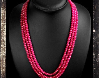 Ruby beads necklace | Etsy