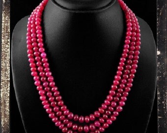 Ruby beads necklace | Etsy