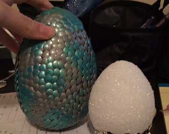 Items similar to Black and red scaled dragon egg with chainmail stand ...