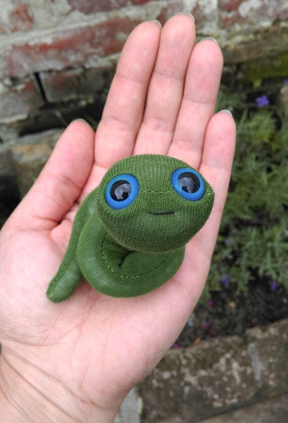 Cute Green worm puppet handmade pocket pal