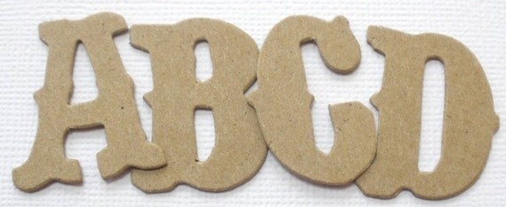 1 1/4 Vintage Chipboard Letters 72 Pieces by GlitterDustDesigns