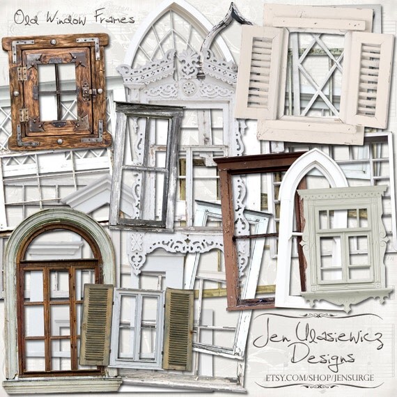 Old Window Frames digital scrapbooking graphics / clipart