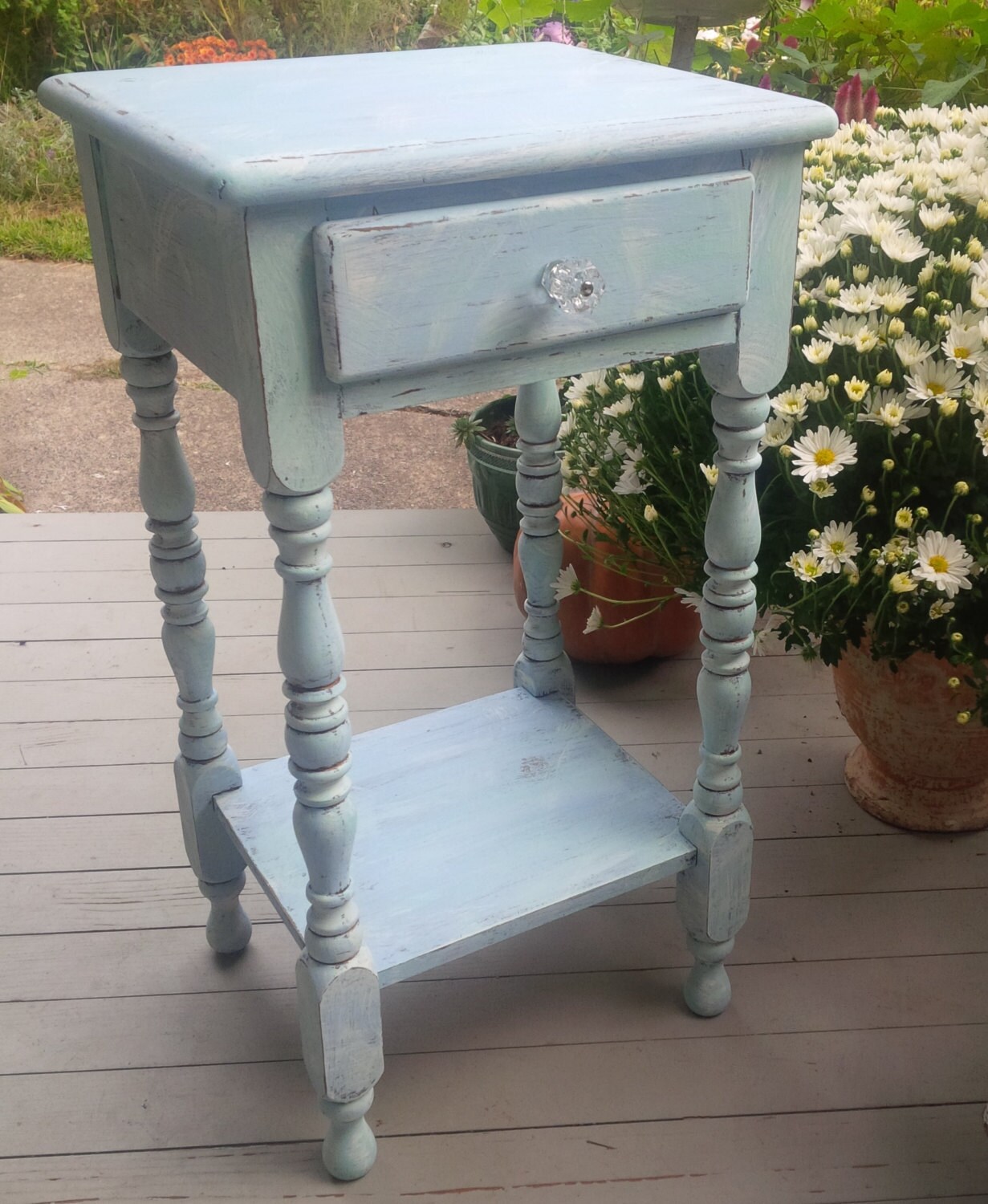 Cottage Nightstand Vintage Bedside Table Poppy Cottage Painted ...