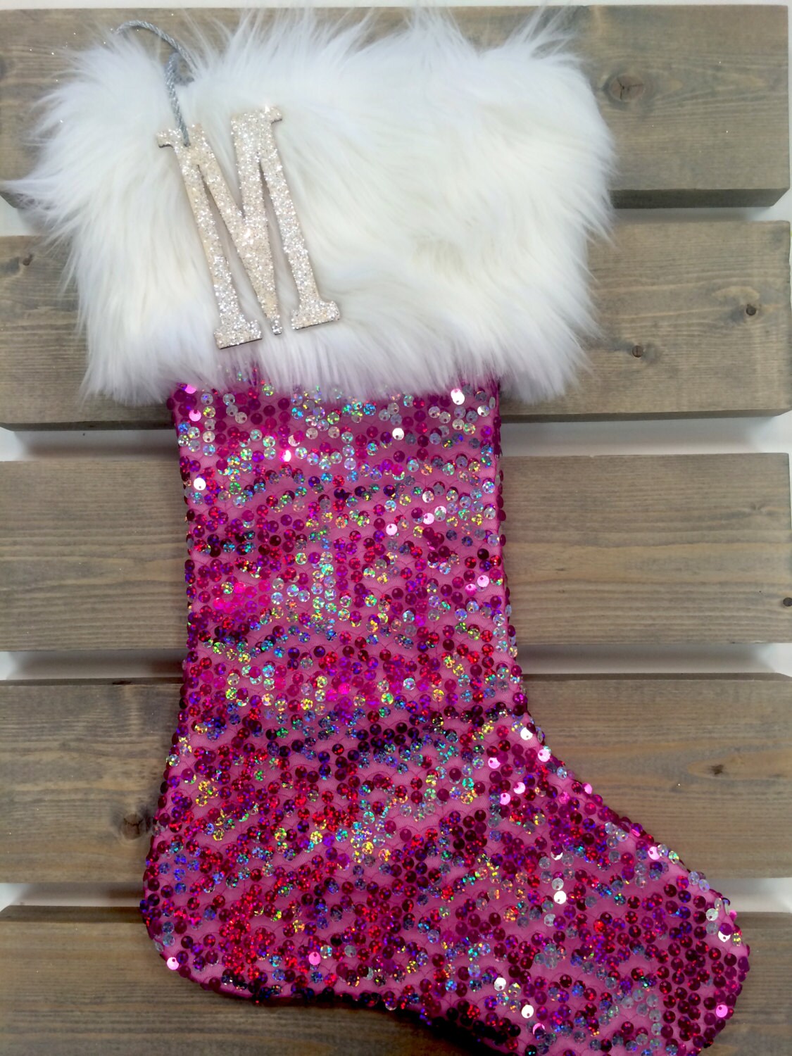 Hot Pink Christmas Stocking Personalized Christmas Stocking