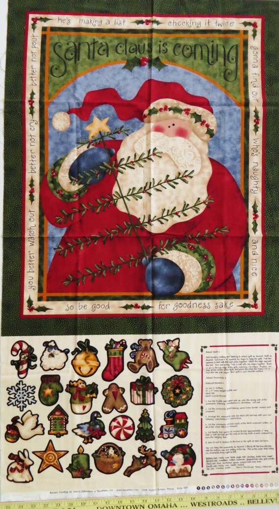 Christmas Fabric Panel Santa's Coming Advent Wall Quilt