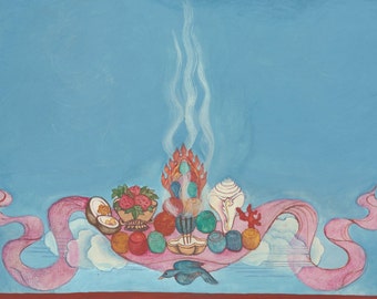 Inner Offering 5 sense offering Buddhist by LauraSantiSacredArt