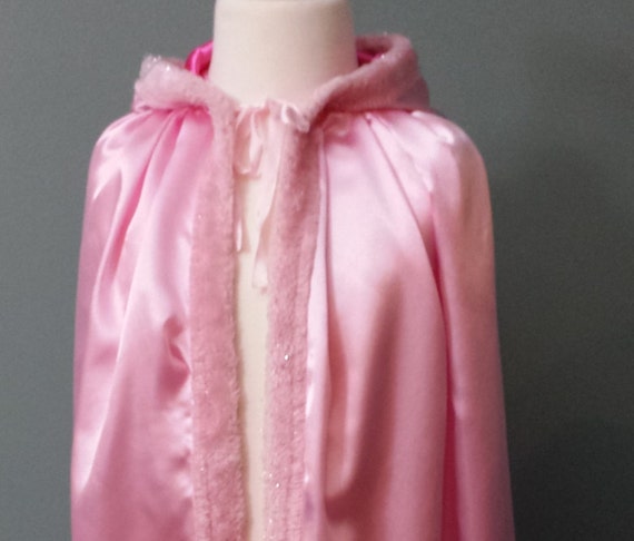 Light Pink Princess Costume Cape with Hood Fur Trimmed