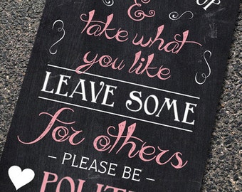 Rustic Chalkboard-Style Wedding Ceremony or Reception Sign in