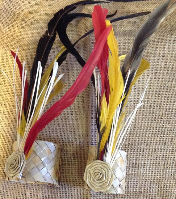 Tahitian And Cook Islands Costume Set. 1 Pair Of Lauhala Wrist