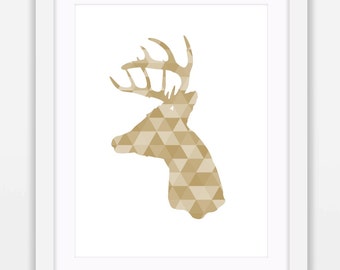 Deer head art | Etsy