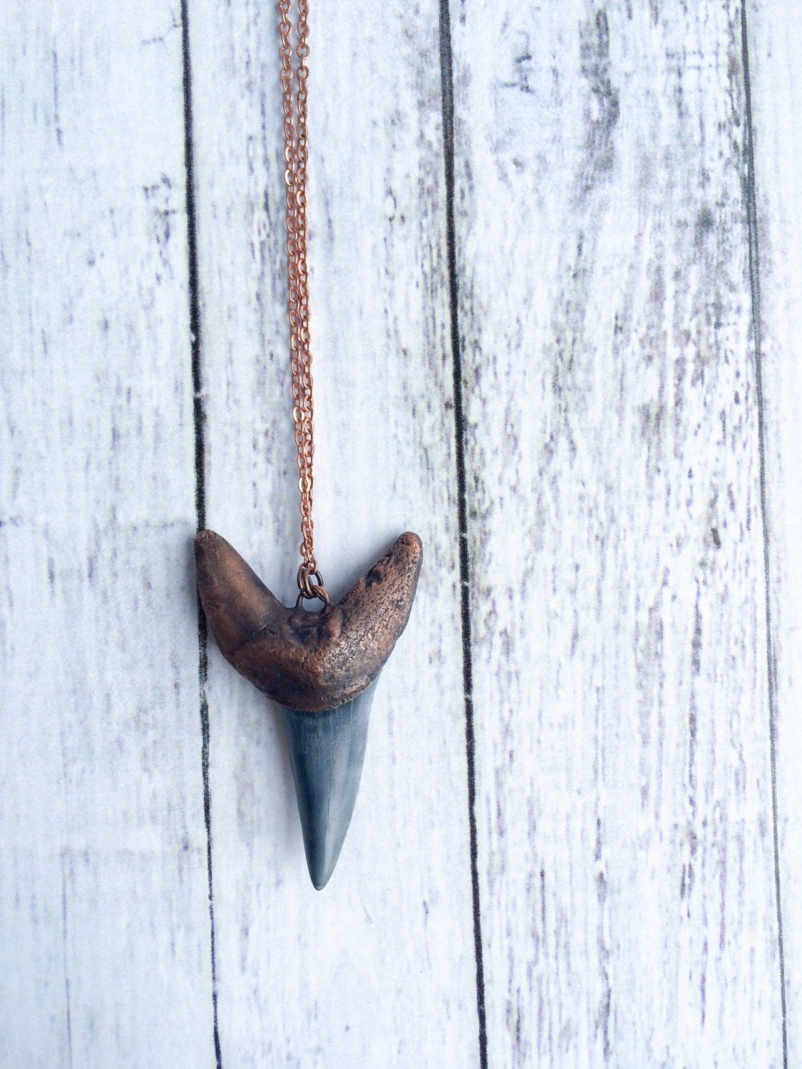 Large shark's tooth pendant Electroformed copper shark
