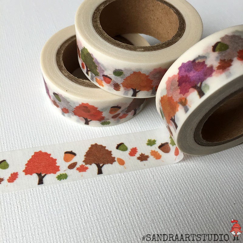 Washi tape autumn, with trees, leaves, autumn washi, printed paper tape ...