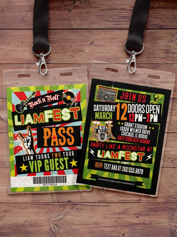 Punk Rock VIP PASS backstage pass Vip invitation birthday