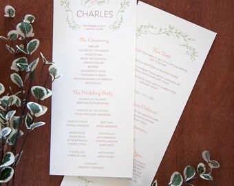 Classic & Elegant Wedding Program Prints Sold in Sets of 10