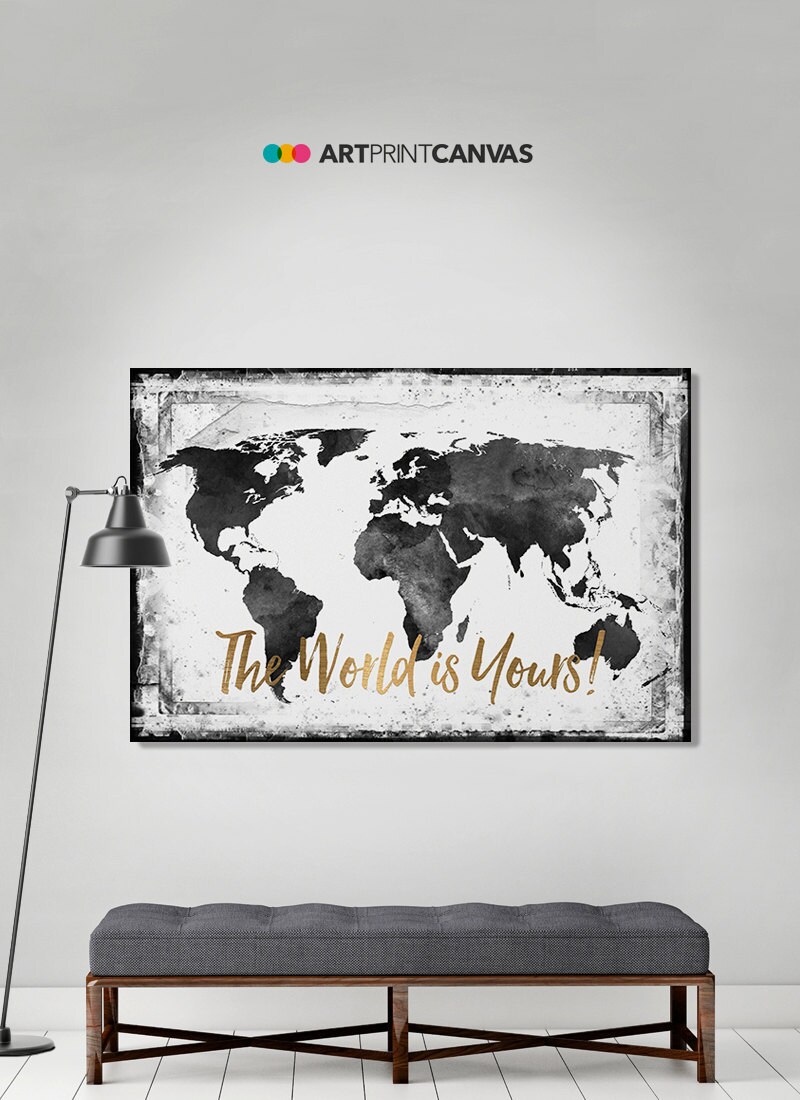 World map canvas art print travel map large by ArtPrintCanvas