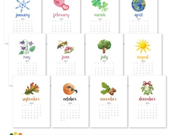 Unique watercolor calendar related items | Etsy