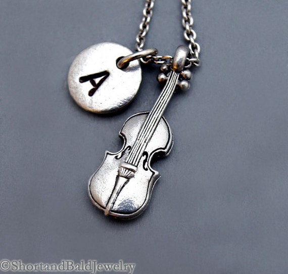 Violin Necklace string instrument Music Violinist initial