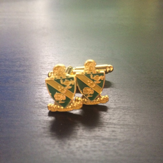 Alpha Gamma Rho Fraternity Crest Cuff Links with 14k Gold