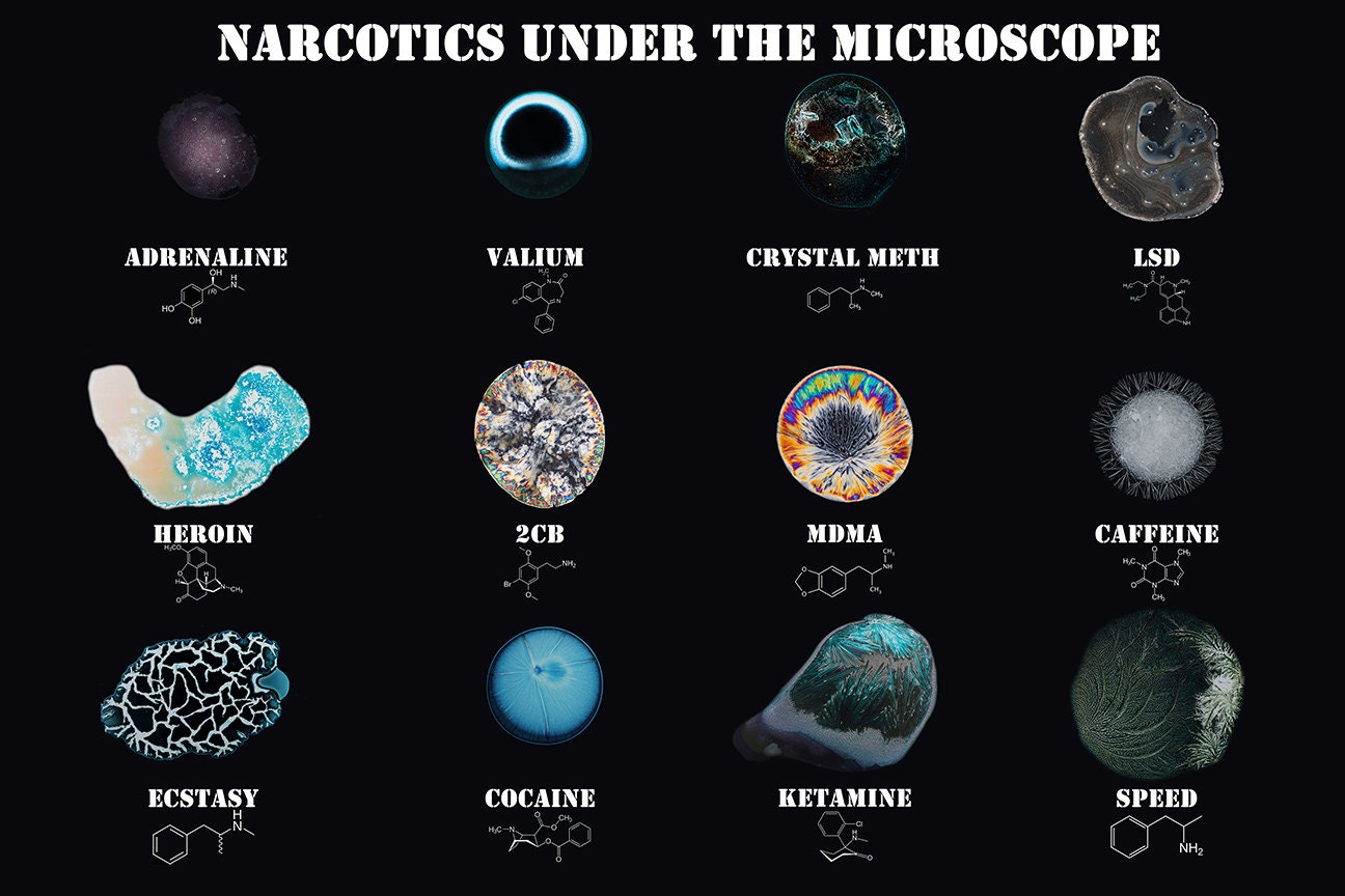 Poster print Narcotic Drugs Under the Microscope by illicitartsuk