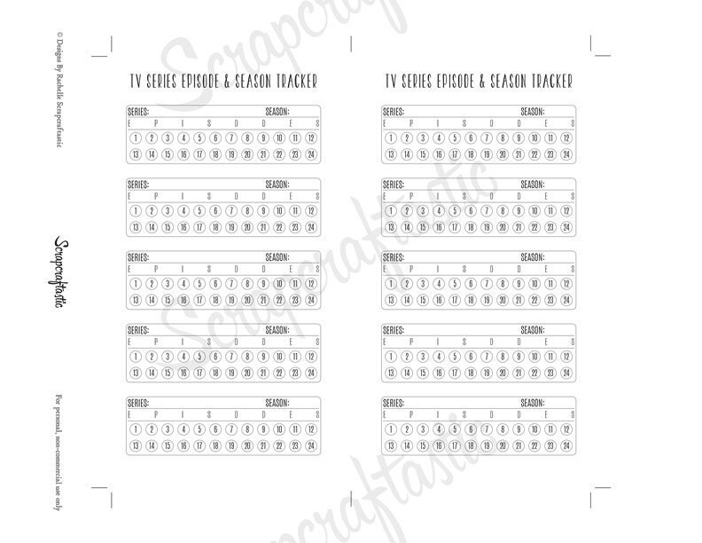 TV Series Episode & Season Tracker Planner Printable Insert