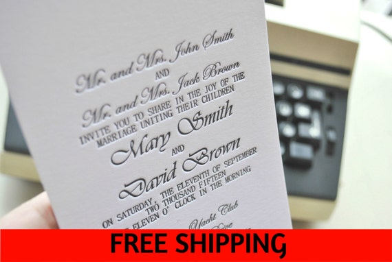 Custom letterpress wedding invitations; letterpress RSVP cards ...