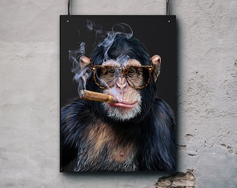 Chimpanzee art | Etsy
