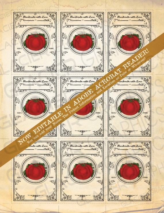 Tomatoes Label Tomatoes Canning Label Country Tomato Tags