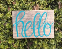 Popular items for hello wood sign on Etsy