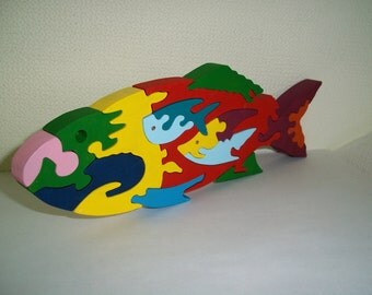 Wood fish puzzle | Etsy