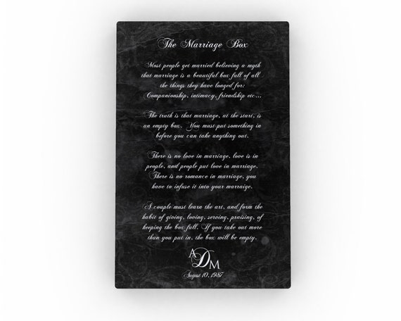 The Marriage Box Poem Personalized Wedding Gift Monogram