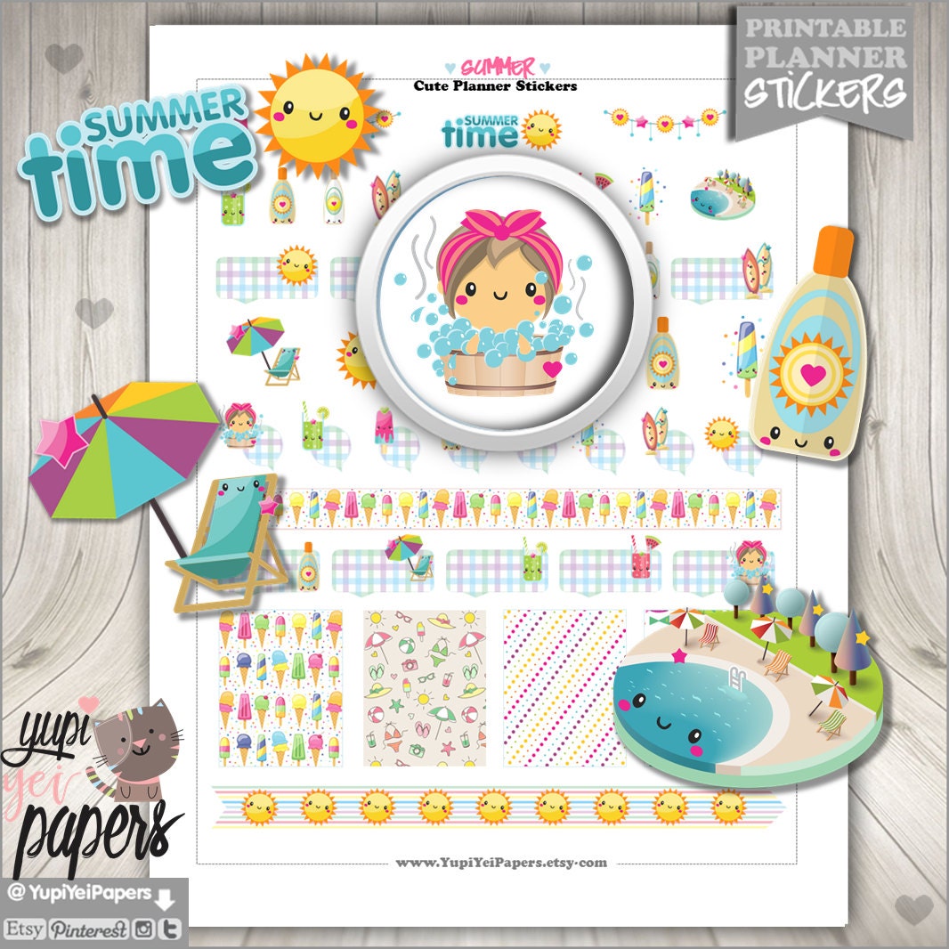 Summer Stickers Planner Stickers Pool Stickers Swimming