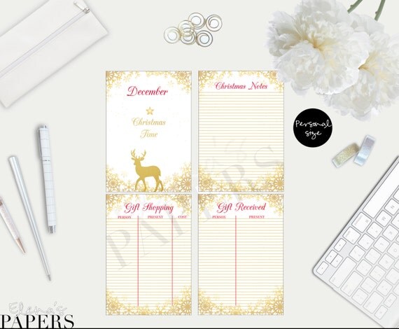 Printable A5 GOLD CHRISTMAS inserts for your A5 by ElenasPapers