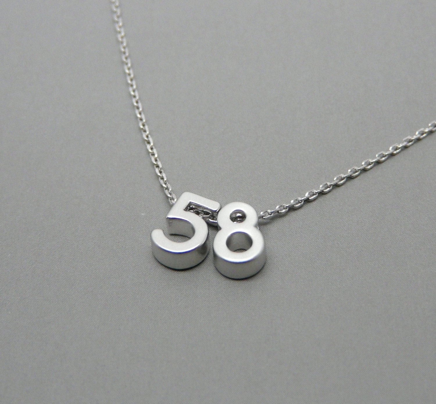 Silver Number necklace Lucky number necklace Number jewelry
