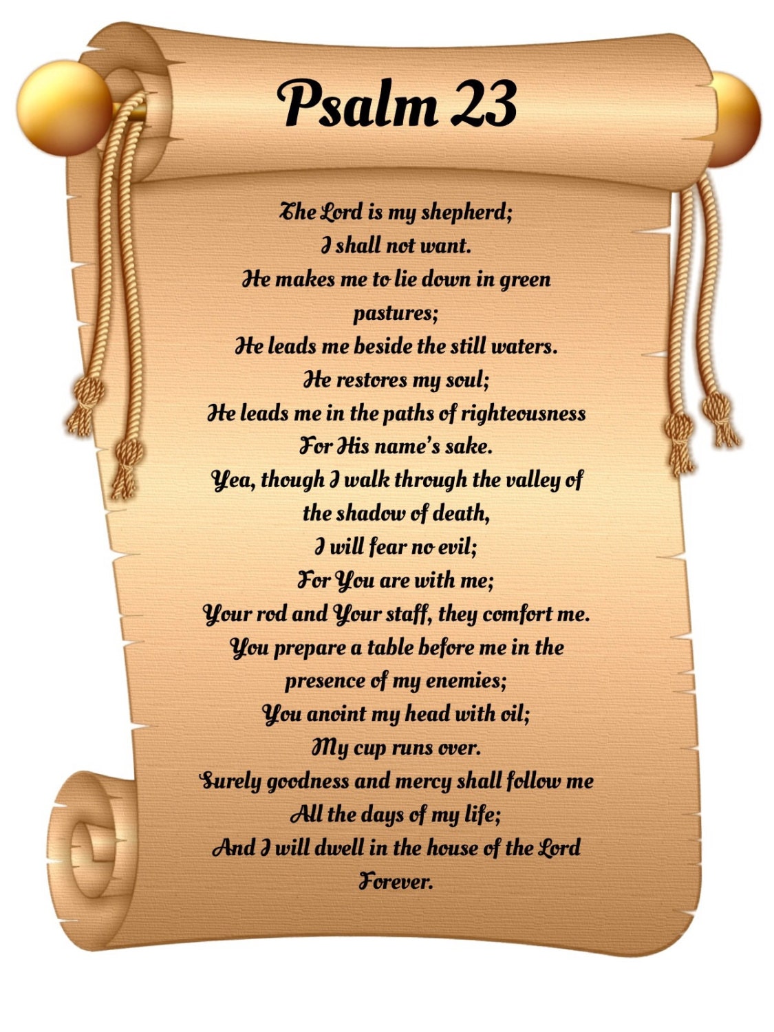 Psalm 23 Poster The LORD Is My Shepherd Wall Decor Bible