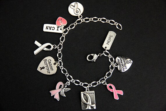 Cancer Bracelet. Cancer Survivor Charm Bracelet. Hope