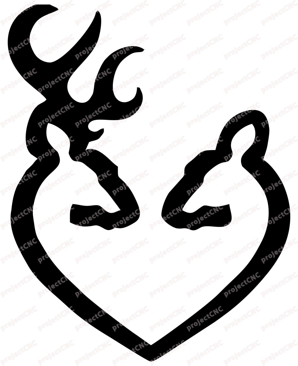 Deer Heads Heart Fills with Love CNC Cut file Laser DXF CAD