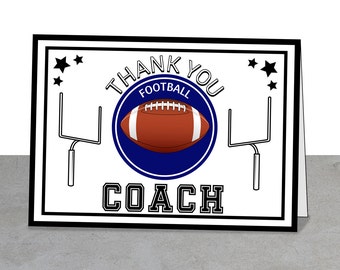 Football Thank You Card Football Printable Coach Gifts