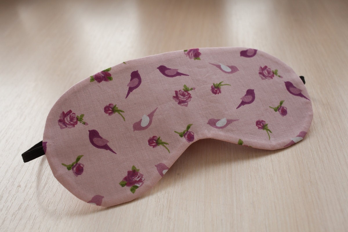 Girls Sleep Mask Birds Mask For Travel Pink by SweetdreamsUA