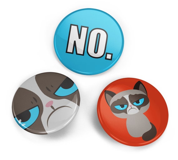 Items similar to Angry cat pin set, Kitty pins, Unsatisfied cat, Pin ...