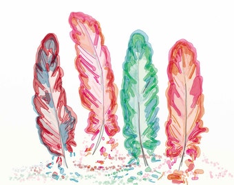 Colorful feather art | Etsy