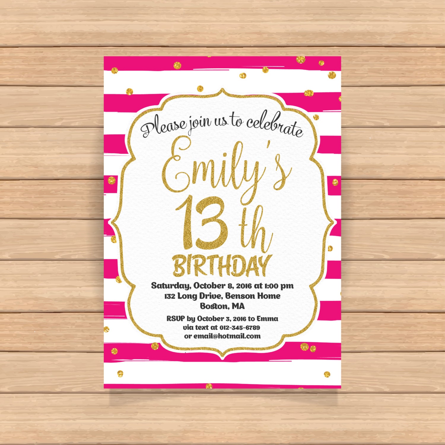 13Th Birthday Invitation Templates