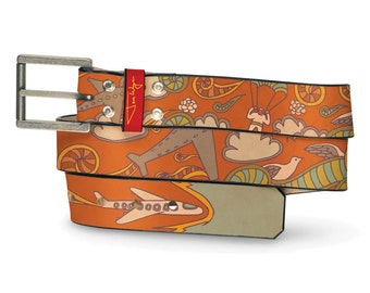 Mayan Temple Leather Belt Mayan Leather Belt Ancient by JonWye