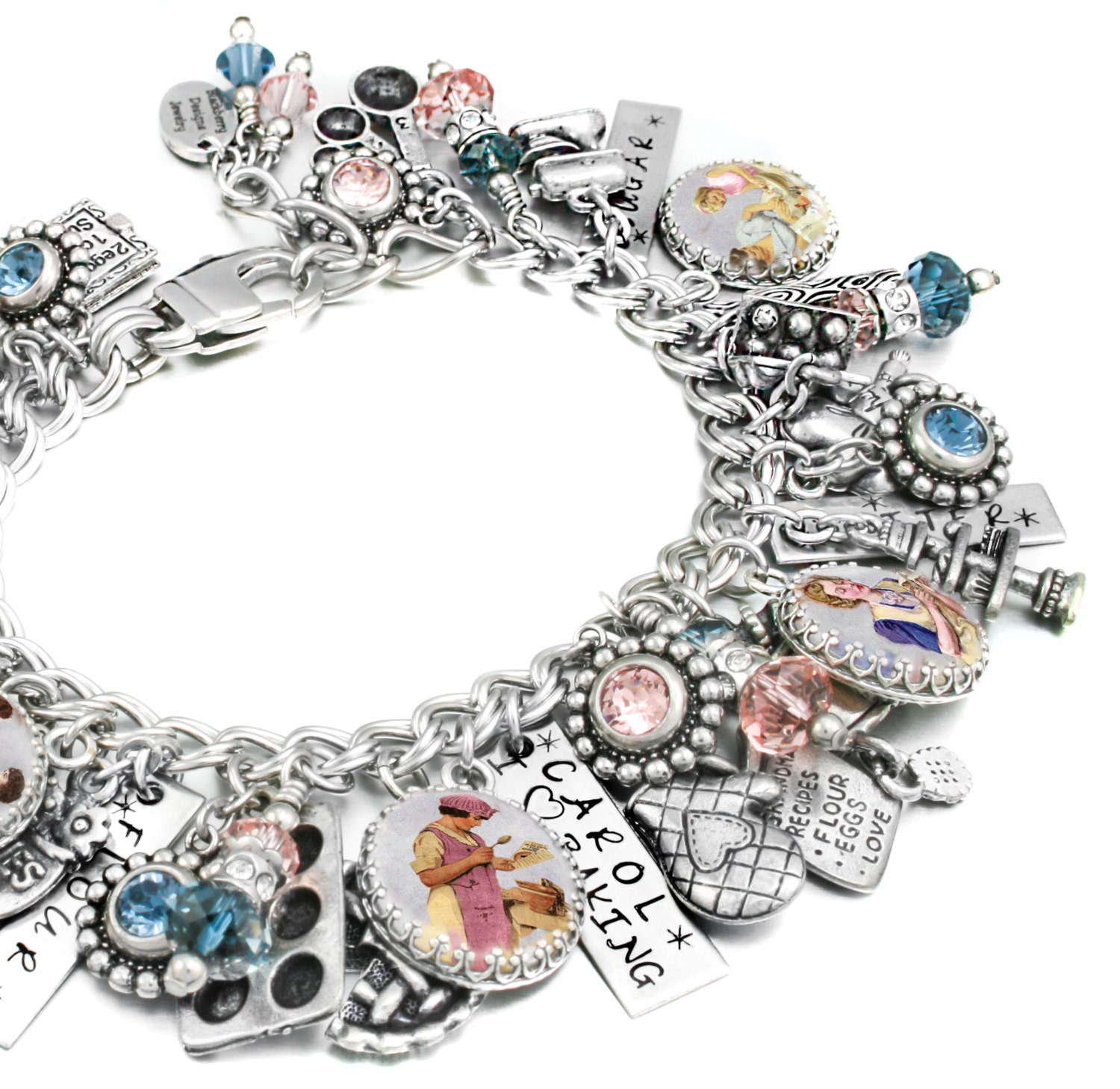Chef Charm Bracelet Silver Bracelet Baking Charm Bracelet