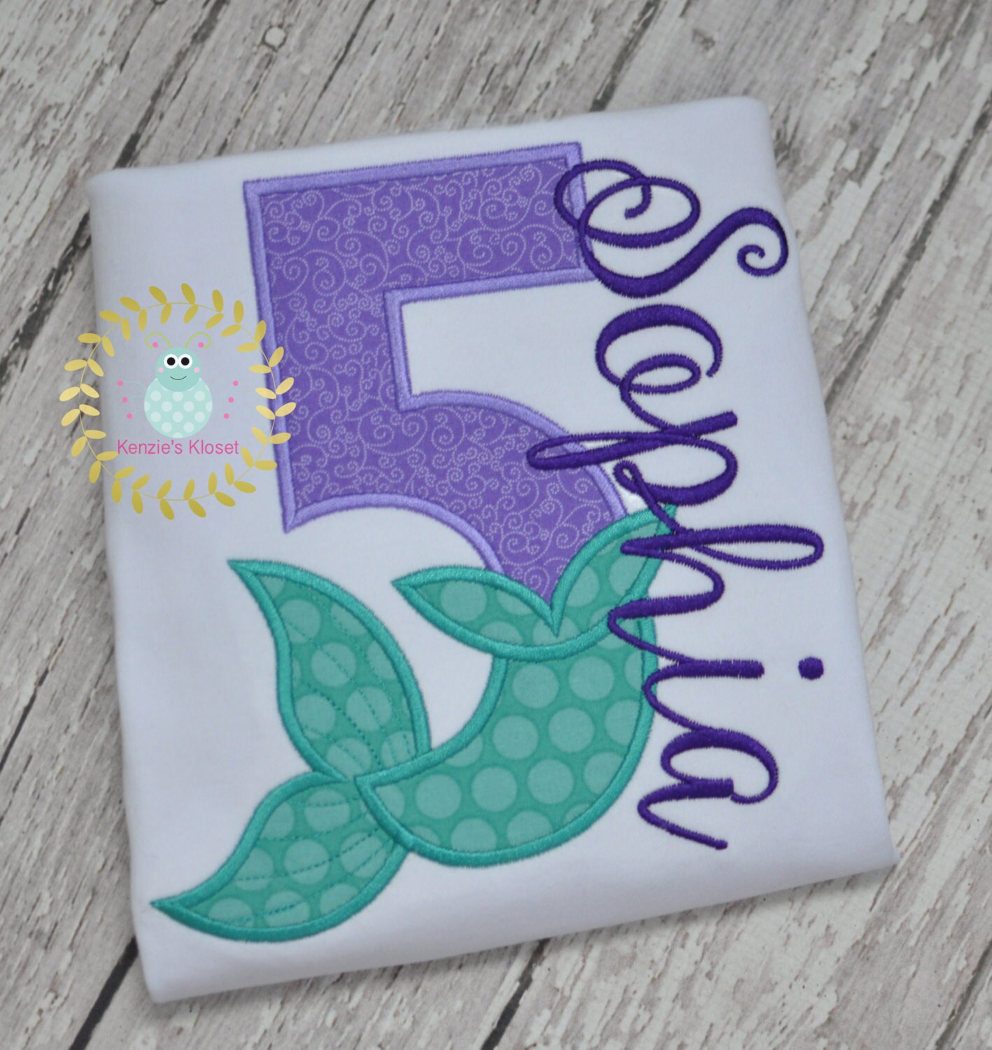 Mermaid 5th fifth Birthday with Number 1 2 3 4 5 or